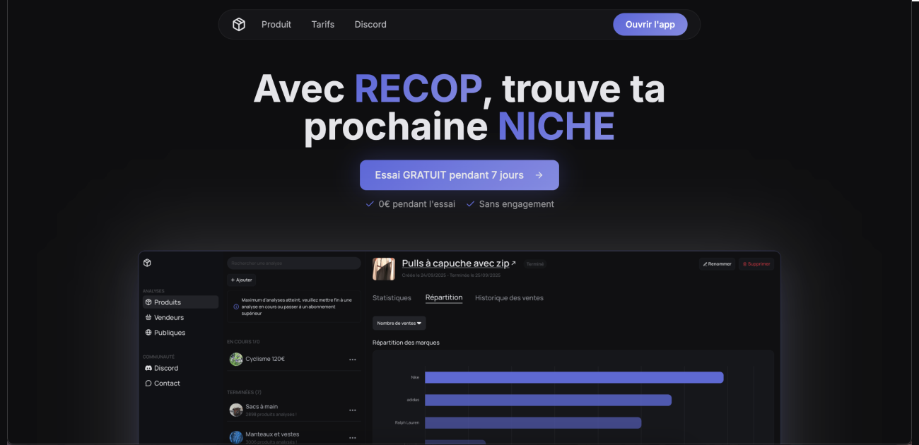 Recop - Trouve des niches rentables sur Vinted